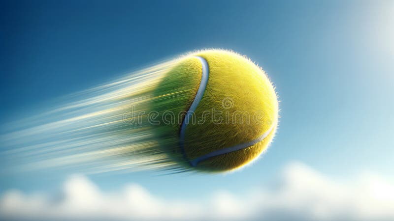 High-Speed Tennis Ball Flight in Clear Sky Stock Photo - Image of ...