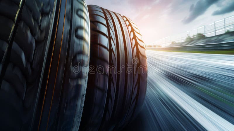 High-Speed Tire in Motion on the Road. Generative Ai Stock Illustration ...
