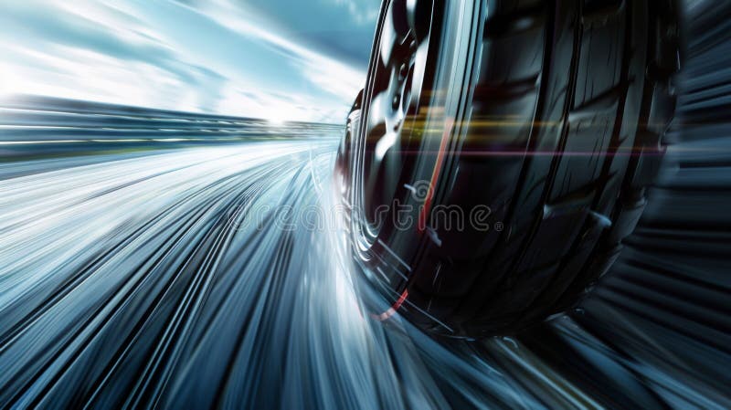 High-Speed Tire in Motion on the Road. Generative Ai Stock Illustration ...