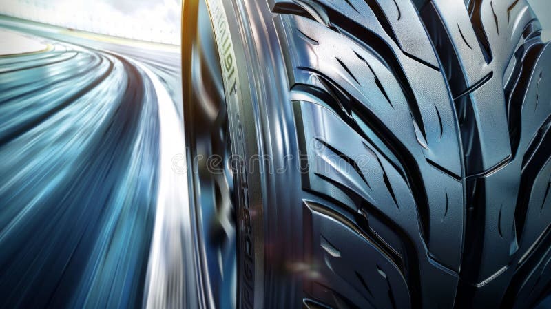 High-Speed Tire in Motion on the Road. Generative Ai Stock Illustration ...