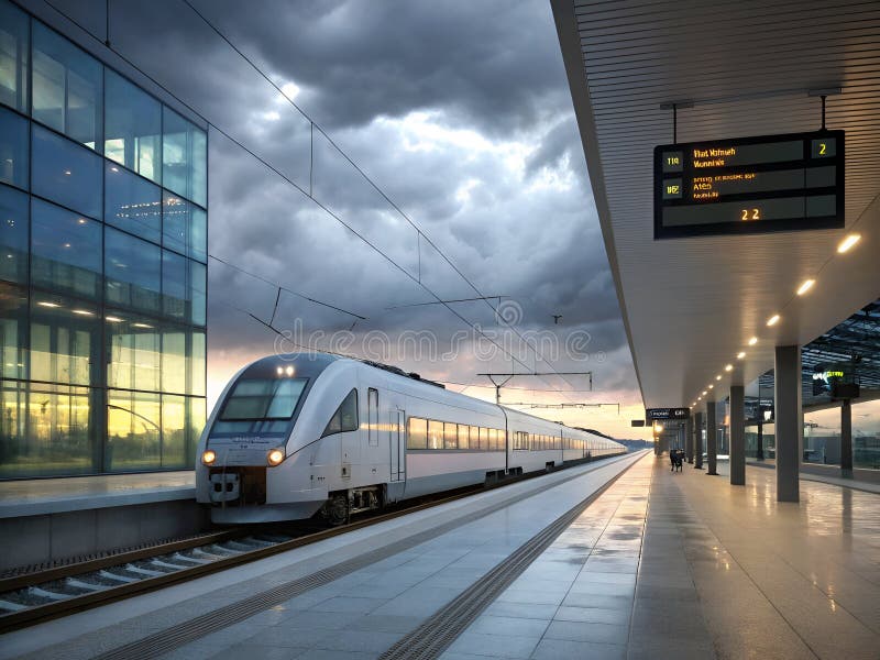 High-speed Train Approaching Modern Station Platform Stock Illustration ...