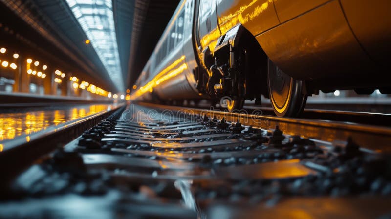 High Speed Train Approaching Station at Night Stock Illustration ...