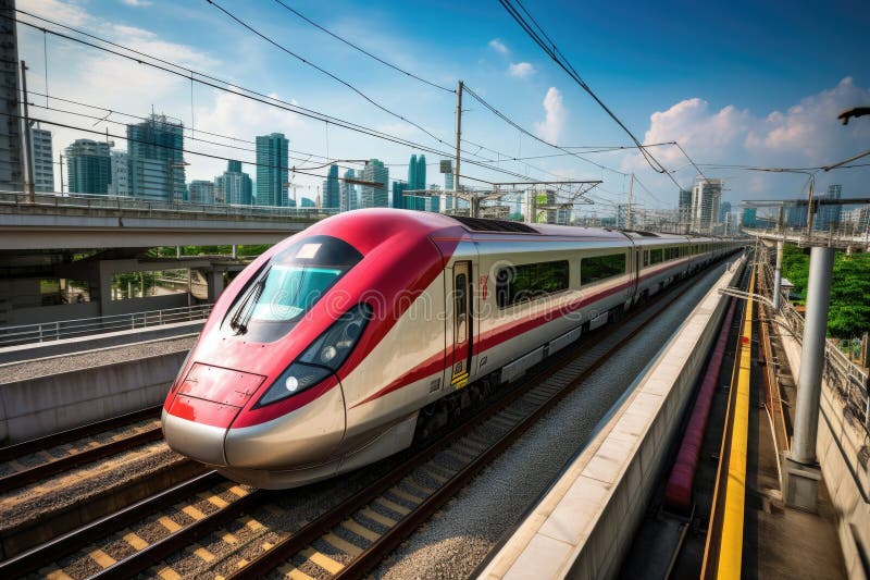 High Speed Train in Bangkok City,Thailand.selective Focus, the High ...