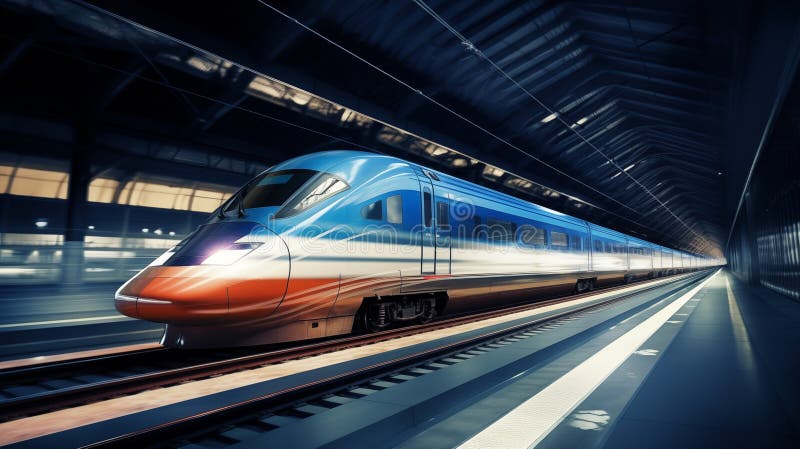 High Speed Train at City Station. Generative AI Stock Image - Image of ...