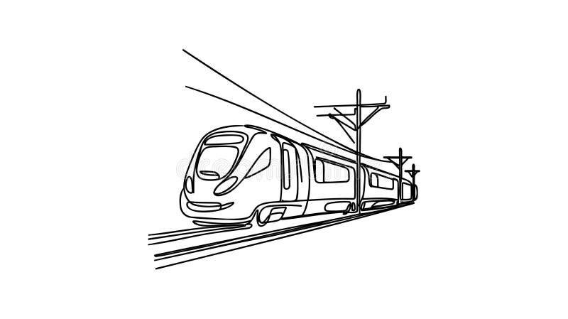 High Speed Train Continuous Line Vector Illustration Stock Vector ...