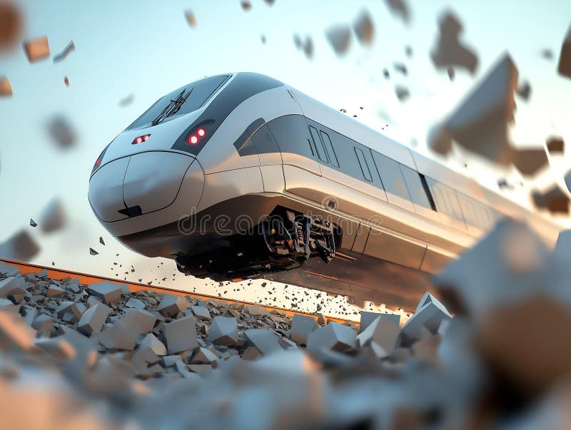 High Speed Train, Debris, Dynamic Movement, Transportation, Futuristic ...