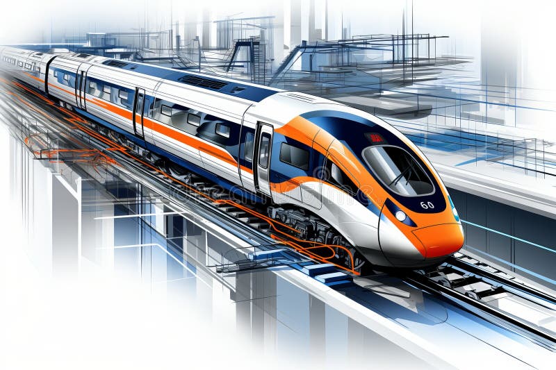 High-speed Train Design in a Modern Urban Landscape with Abstract ...
