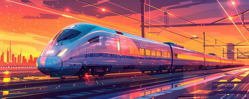 High-speed Train, Flat Design, Front View, Futuristic Theme, Animation ...