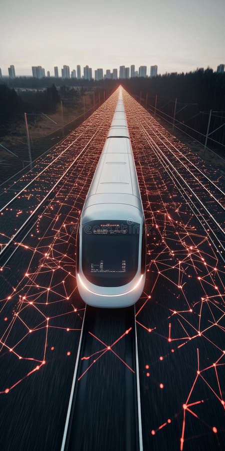 High-Speed Train with Futuristic Network, Symbolizing Advanced ...