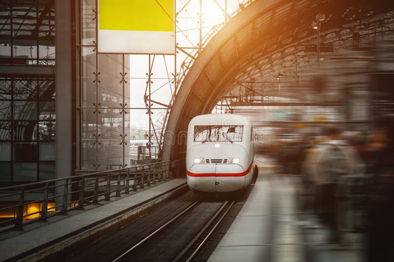 High-speed Train Glides into an Architecturally Impressive Station ...