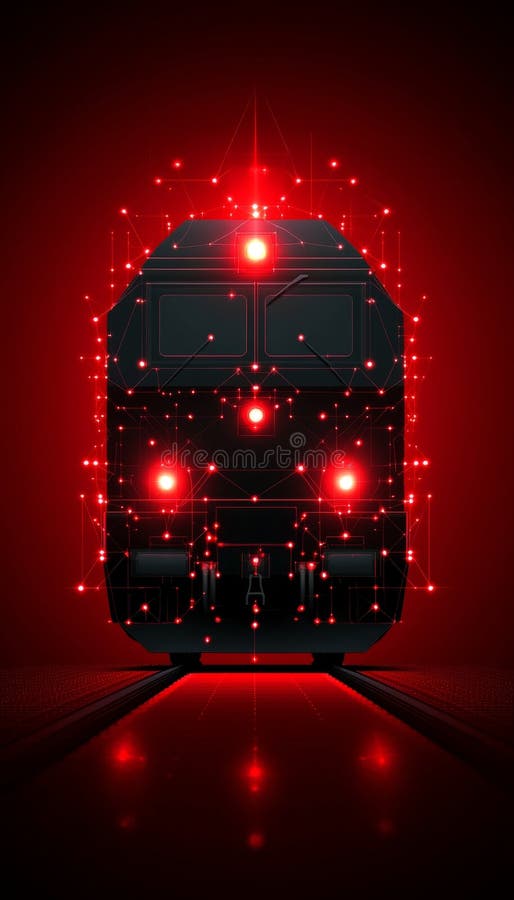 High-Speed Train with Glowing Headlights on a Dark Background ...