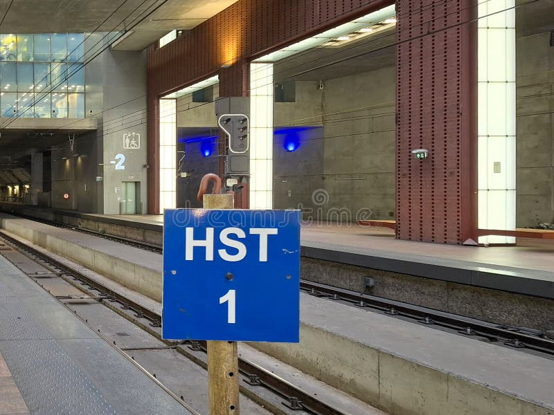 High Speed Train (HST) Sign at Platform at the Antwerp Central Station ...