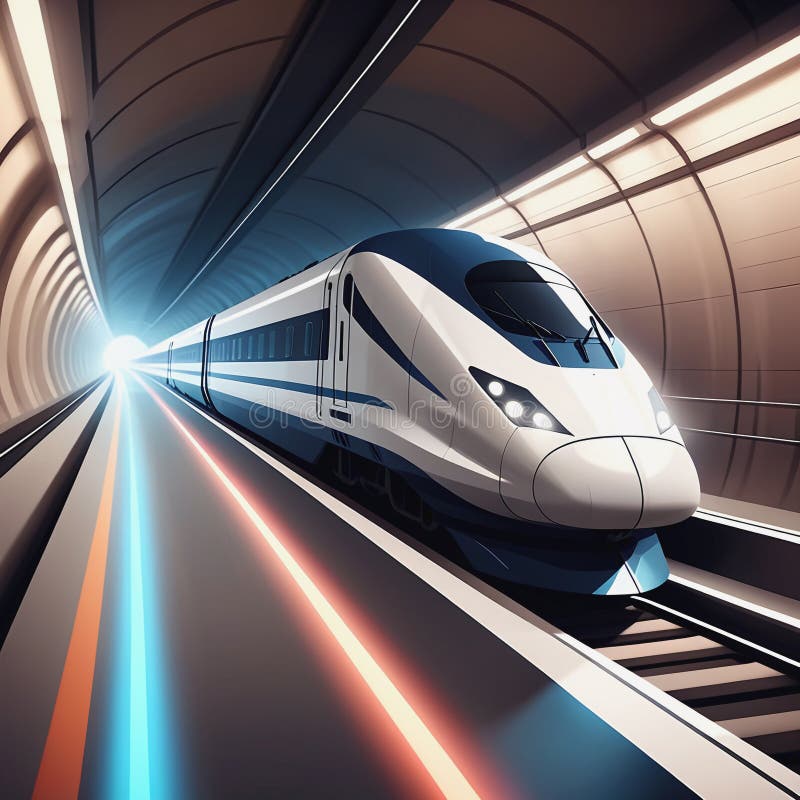 High-Speed Train in Motion : High-speed Train Moves Across the Tunnel ...