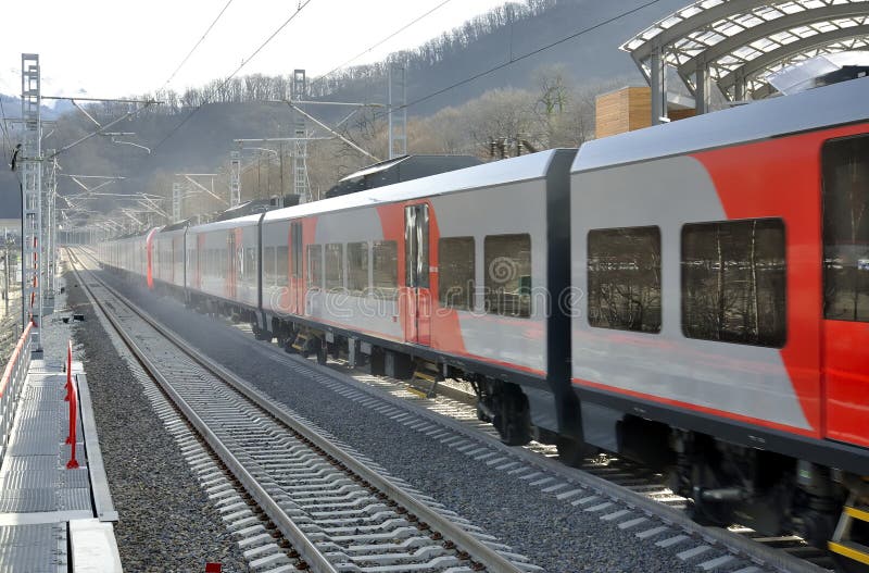 High Speed Train Lastochka, Sochi, Russia Stock Photo - Image of ...