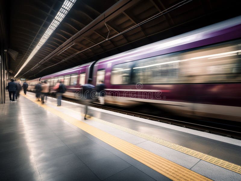 High-Speed Train Leaving the Station Stock Illustration - Illustration ...