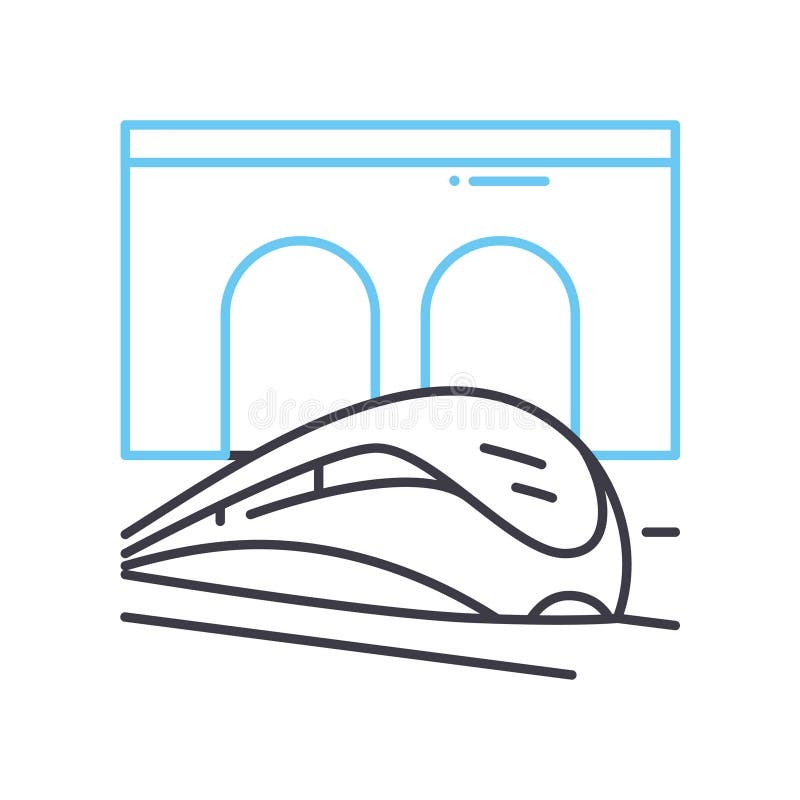 High Speed Train Line Icon, Outline Symbol, Vector Illustration ...