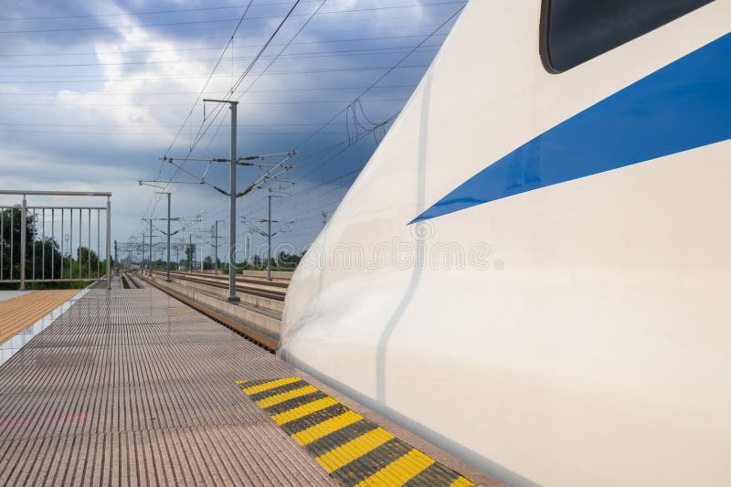 High-speed Train Locomotive Horizontal Composition Stock Image - Image ...