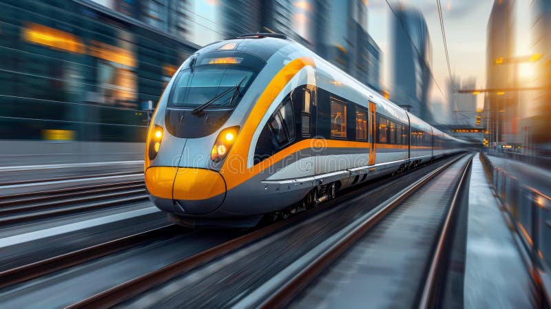 High-speed Train in Modern Cityscape - Generative Ai Stock Illustration ...