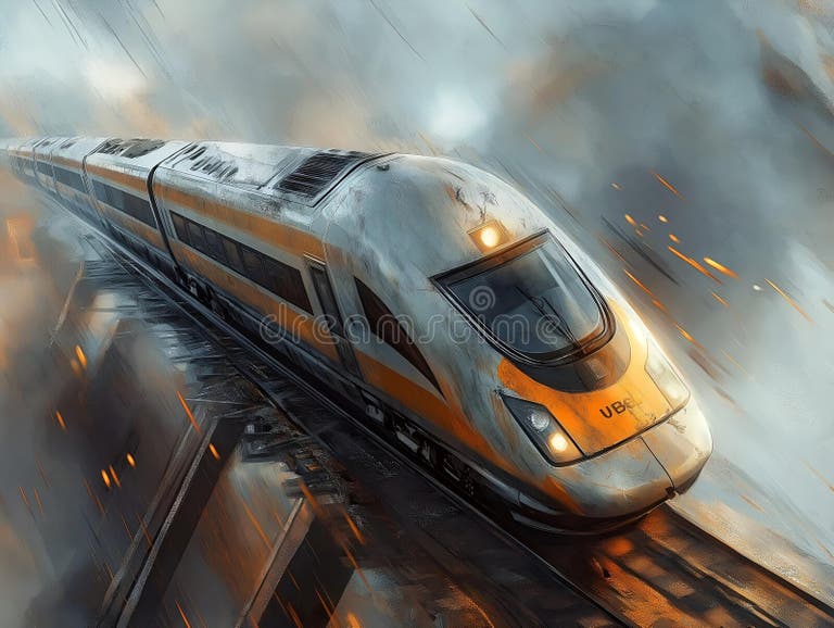 High Speed Train, Motion Blur, Dynamic Scene, Railway Track Stock ...