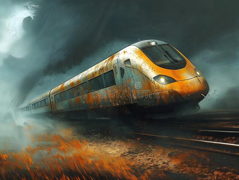 High Speed Train, Motion Blur, Golden Hour Light, Railway Landscape ...