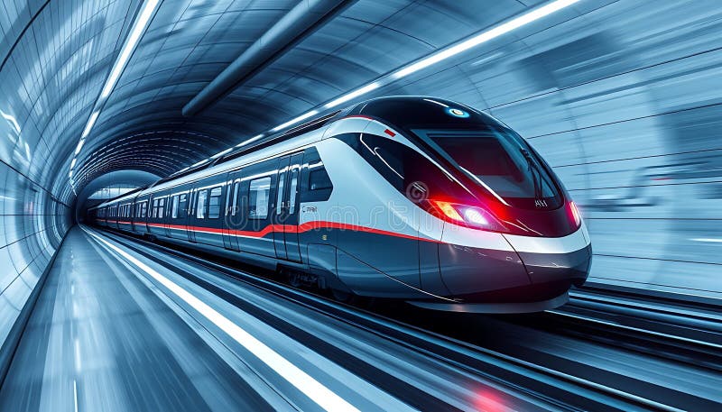 High-Speed Train in Motion Blur with Modern Design and Fast Travel ...