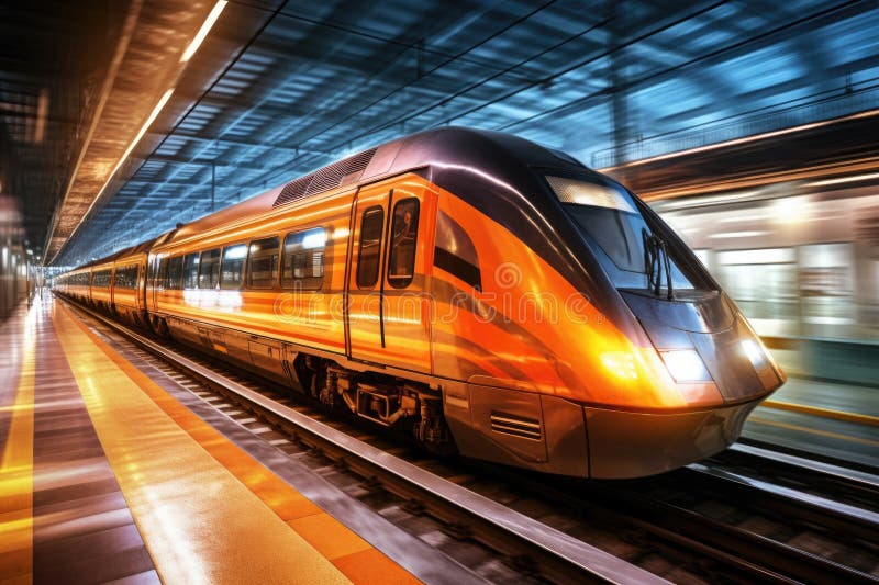 High-speed Train with Motion Blur in Urban Setting Stock Illustration ...