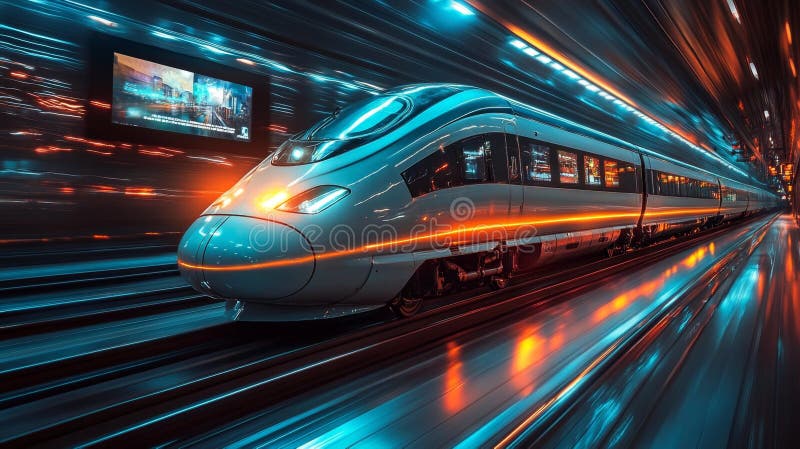 High-speed Train in Motion - Generative Ai Stock Illustration ...