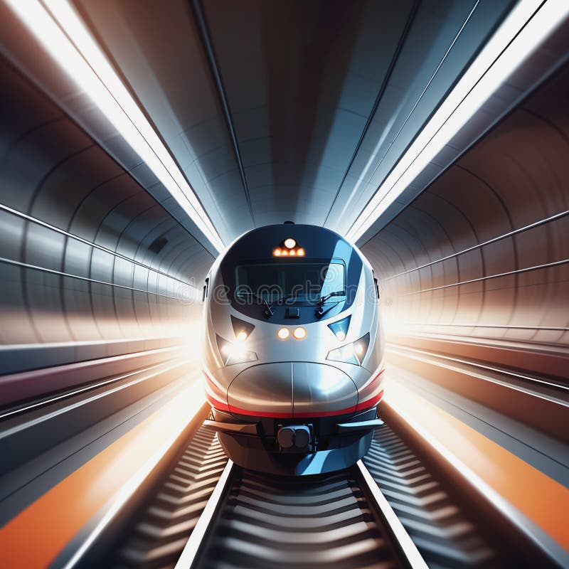 High-Speed Train in Motion : High-speed Train Moves Across the Tunnel ...