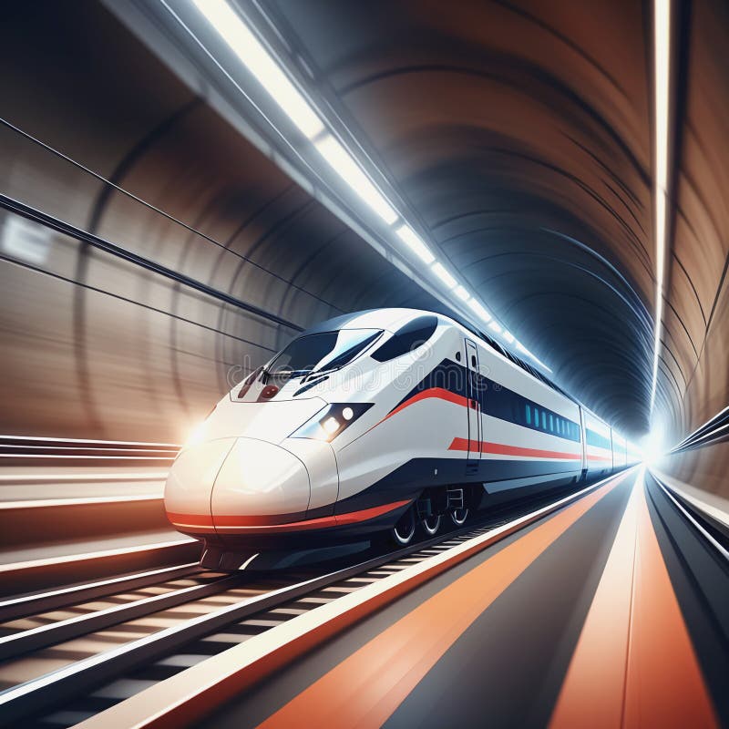 High-Speed Train in Motion : High-speed Train Moves Across the Tunnel ...