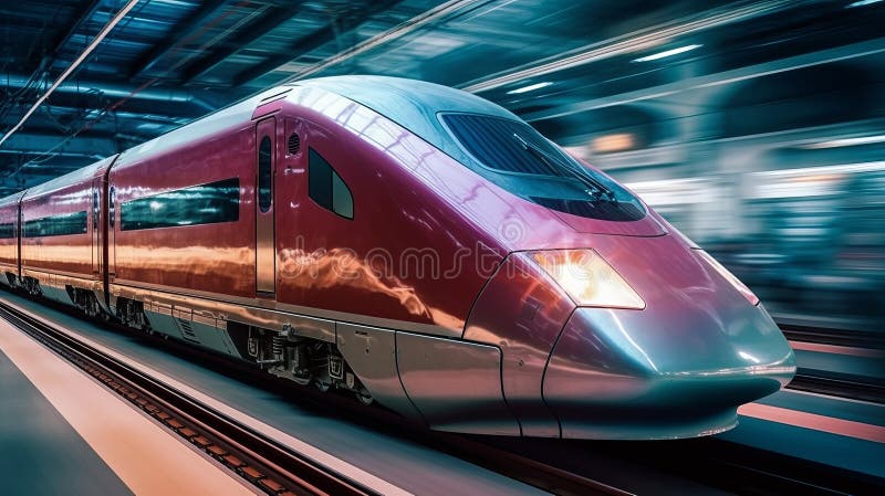 High Speed Train in Motion on the Railway. Generative AI Stock ...