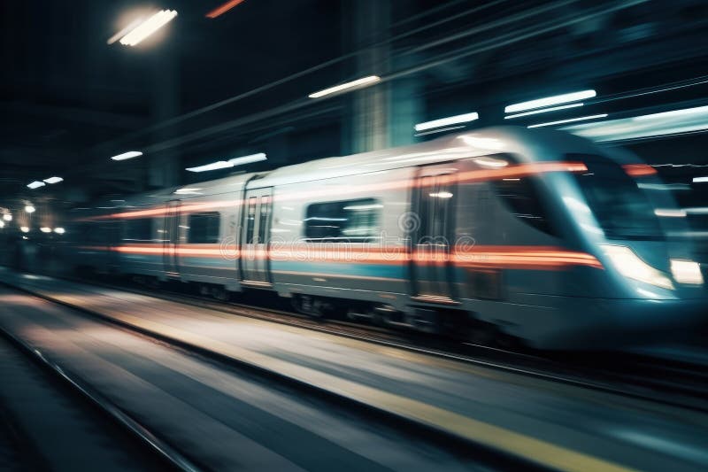 High-speed Train in Movement with Motion Blur, AI Generated Stock ...