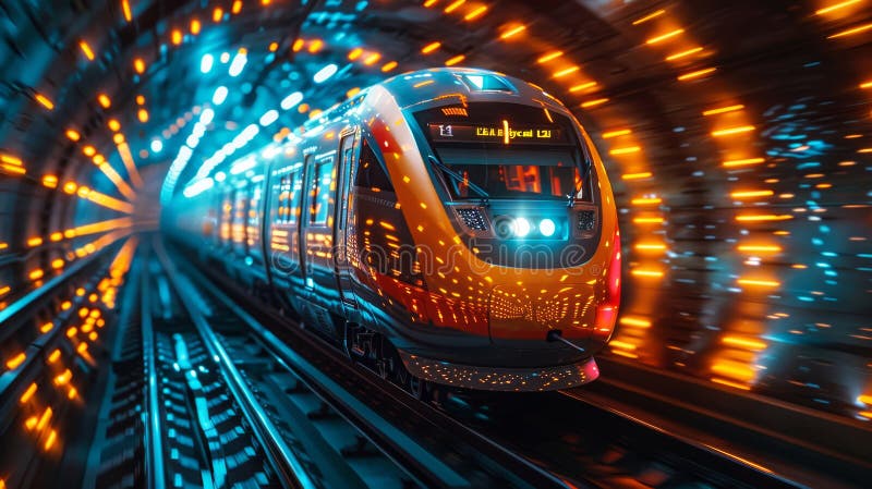 A High-speed Train Moves at High Speed in a Tunnel Stock Image - Image ...