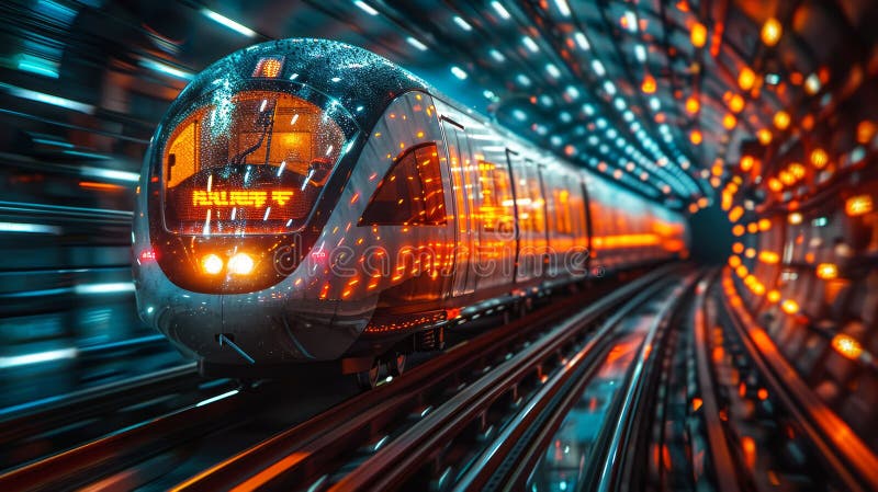 A High-speed Train Moves at High Speed in a Tunnel Stock Image - Image ...