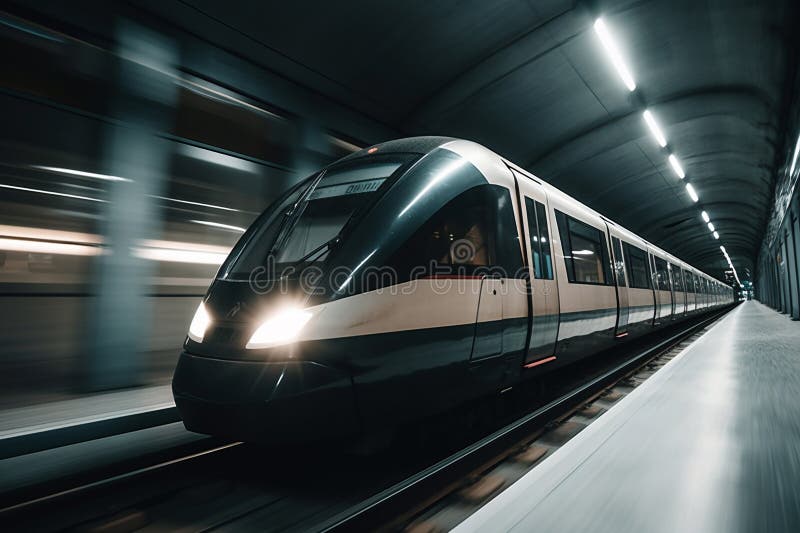 High Speed Train Moving Fast. Smart Technologies are the Future ...