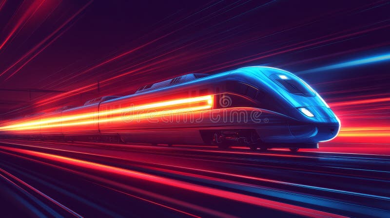 High-speed Train Moving at Night with Motion Blur Effect Stock Photo ...