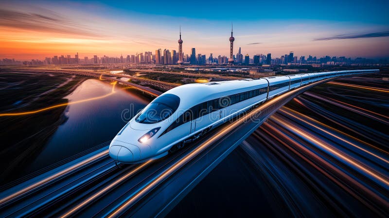 High-speed train moving stock illustration. Illustration of diagonal ...