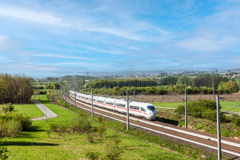High Speed Train in Open Area Stock Image - Image of modern, rails ...