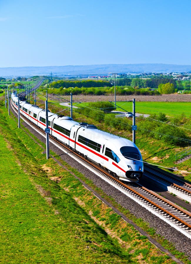 High Speed Train in Open Area Stock Photo - Image of arrival, iron ...