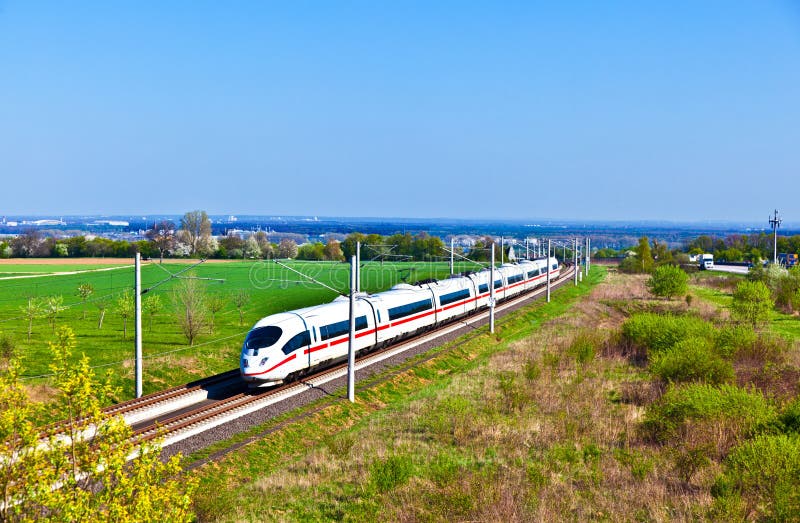 High Speed Train in Open Area Stock Image - Image of metal, plate: 34818691