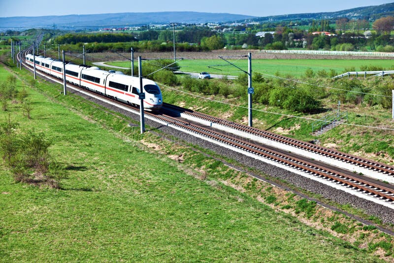 High Speed Train in Open Area Stock Photo - Image of metal, arrival ...