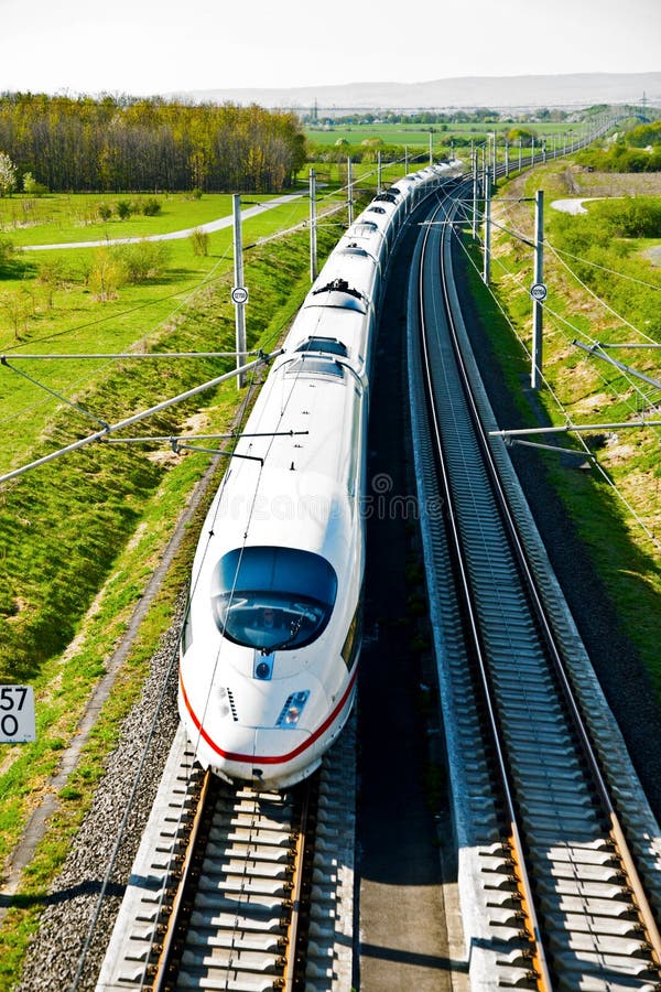 High Speed Train in Open Area Stock Photo - Image of network, blurred ...