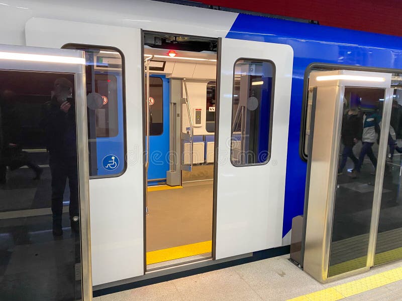 Automatic Door Platform System at a New Modern Metro Station. Metro ...