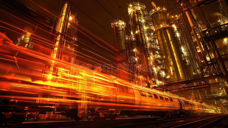 A High-speed Train Passes through a Vibrant Industrial Complex ...