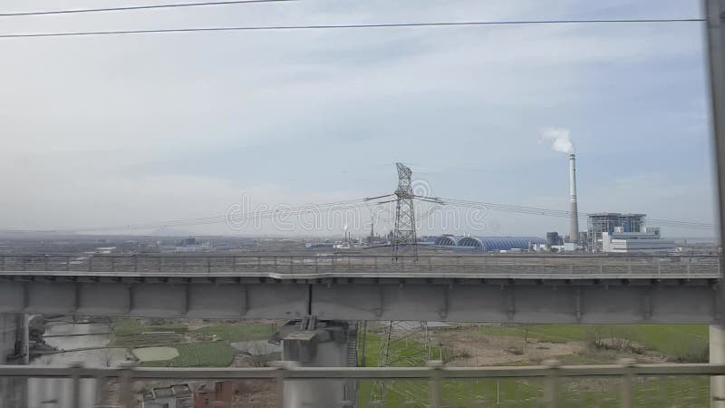 High Speed Train Passing through the Power Station Stock Video - Video ...