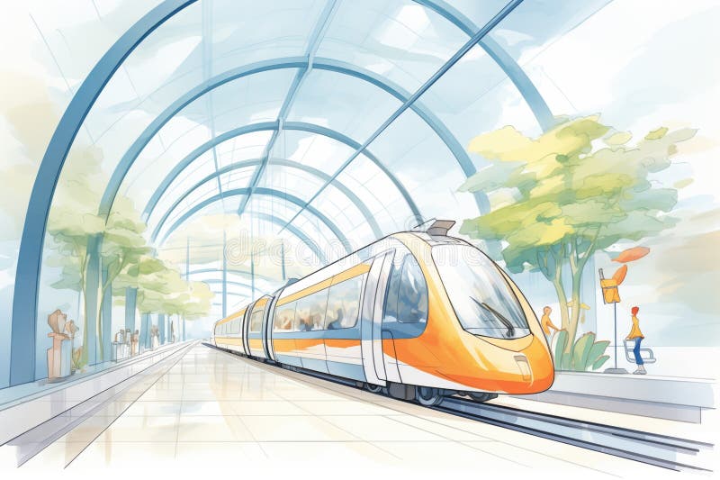 High-speed Train Passing through a Long, Clear Glass Tunnel Stock Photo ...