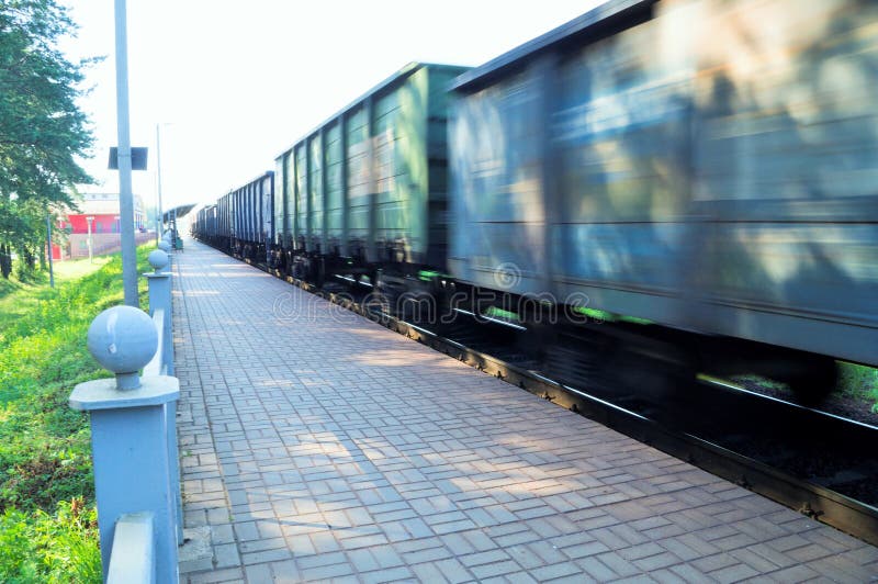 High-speed Train Passing Railway Station Stock Image - Image of ...