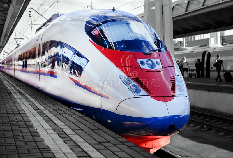 High-speed Train on the Platform of the Station Stock Photo - Image of ...