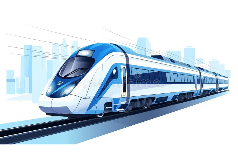 High Speed Train on the Railway, Illustration Generative AI Stock ...