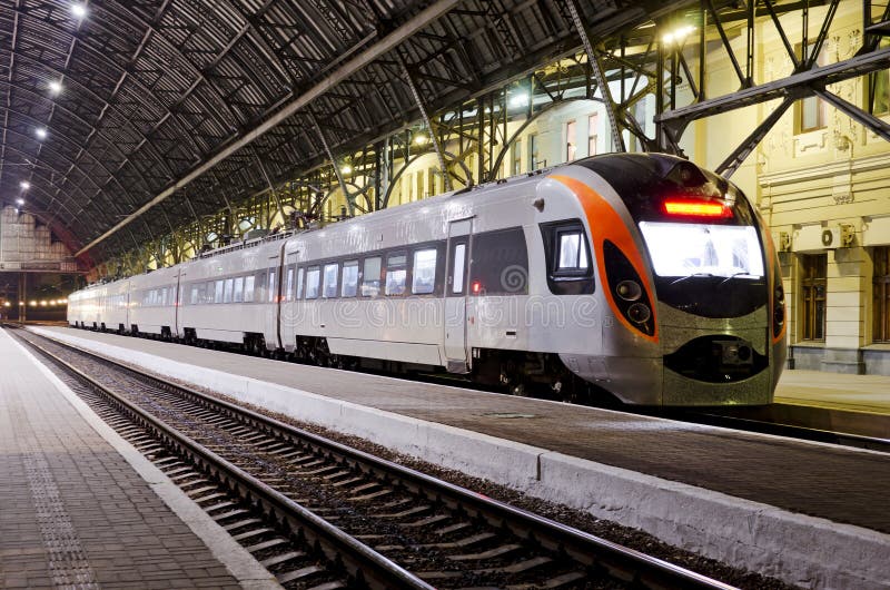 High-speed Train at the Railway Station Stock Image - Image of station ...