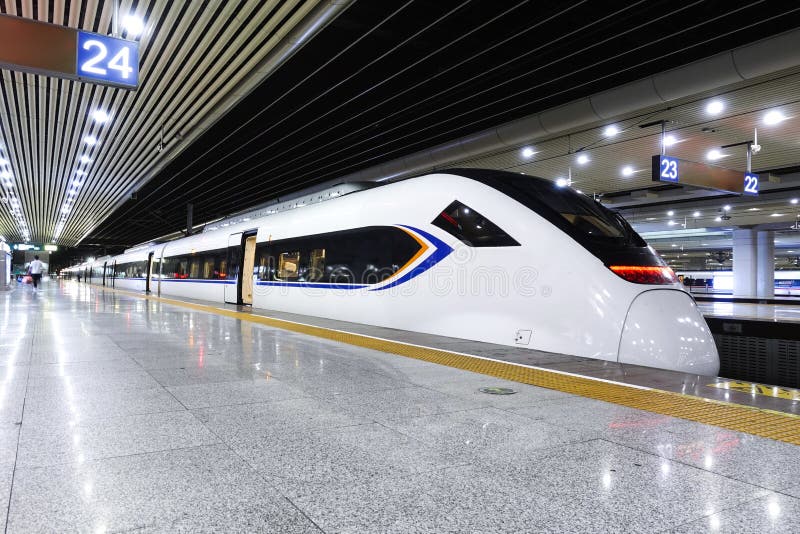 High Speed Train in Railway Station Stock Image - Image of speed ...